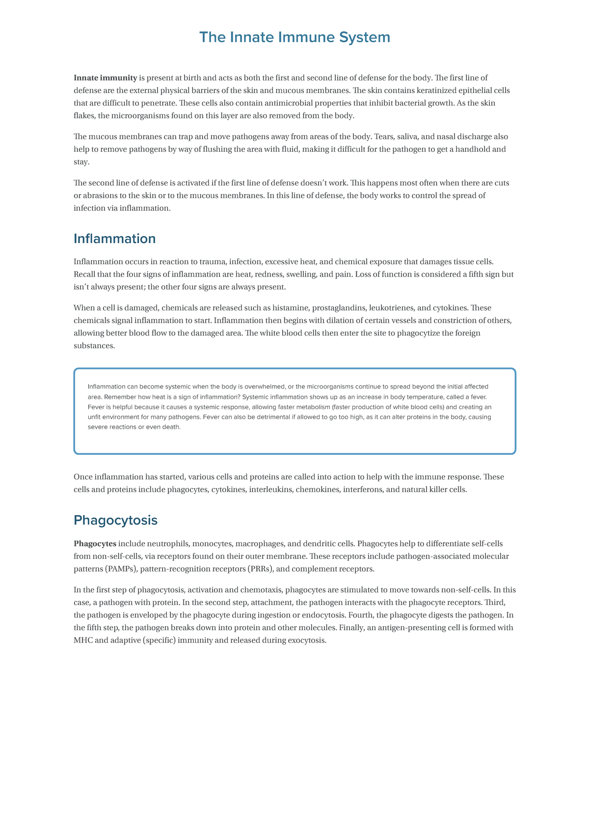 1. The Innate Immune System - The Innate Immune System Innate immunity ...