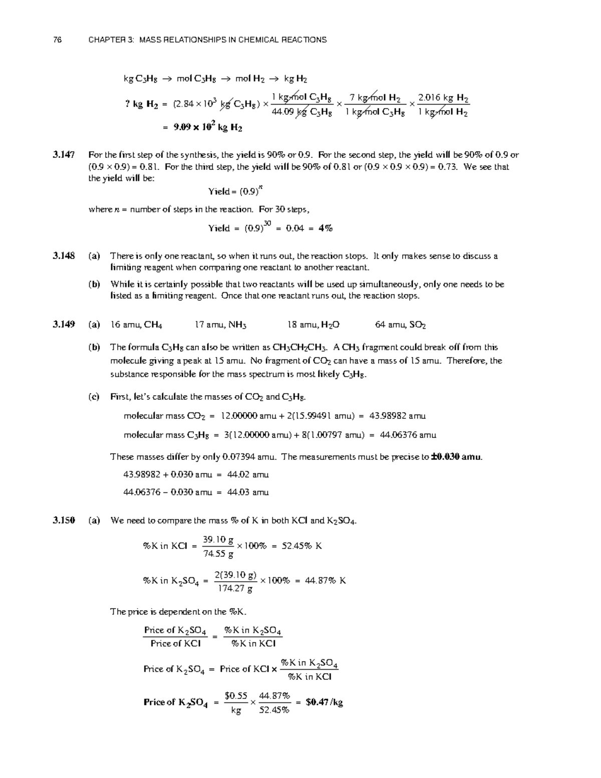 C3H8 Mass Relationships in Chemical Reactions - CH 10 Solutions - Studocu