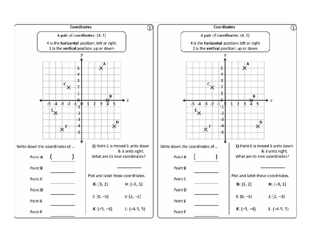 Worksheet #1 - Coordinates Practice and Movement Analysis - Studocu