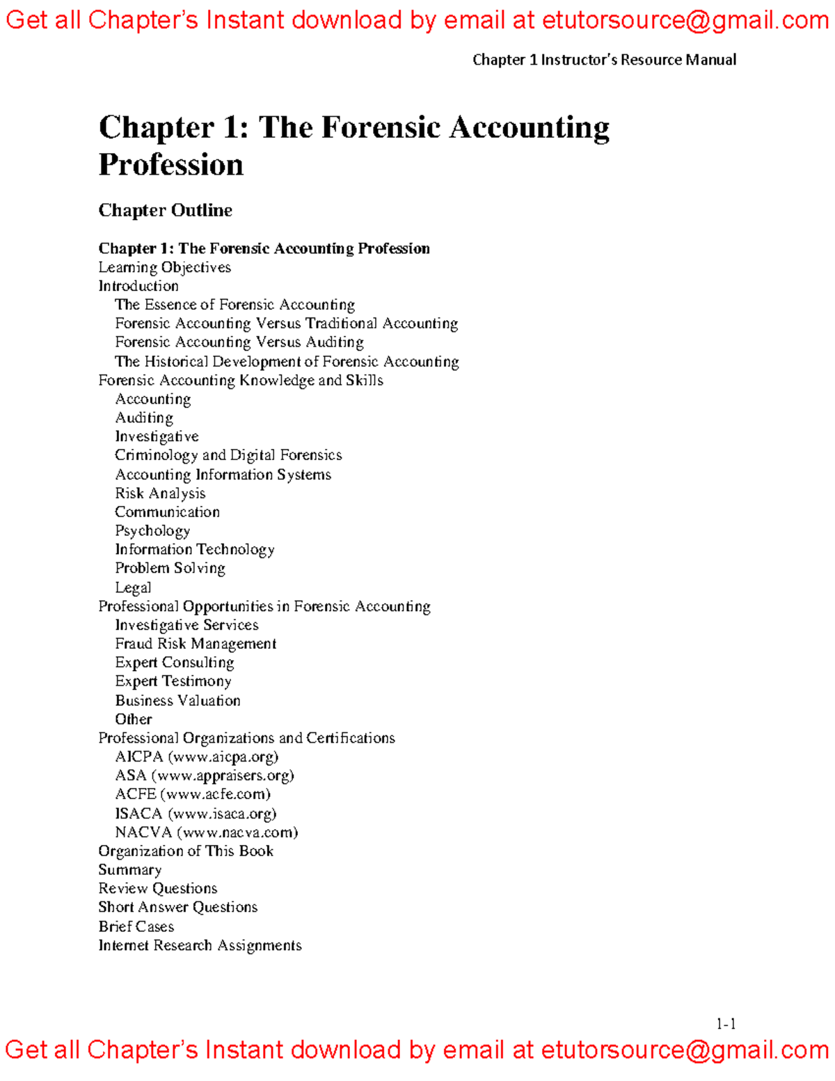 Essentials of Forensic Accounting - Chapter 1 Instructor's Resource ...