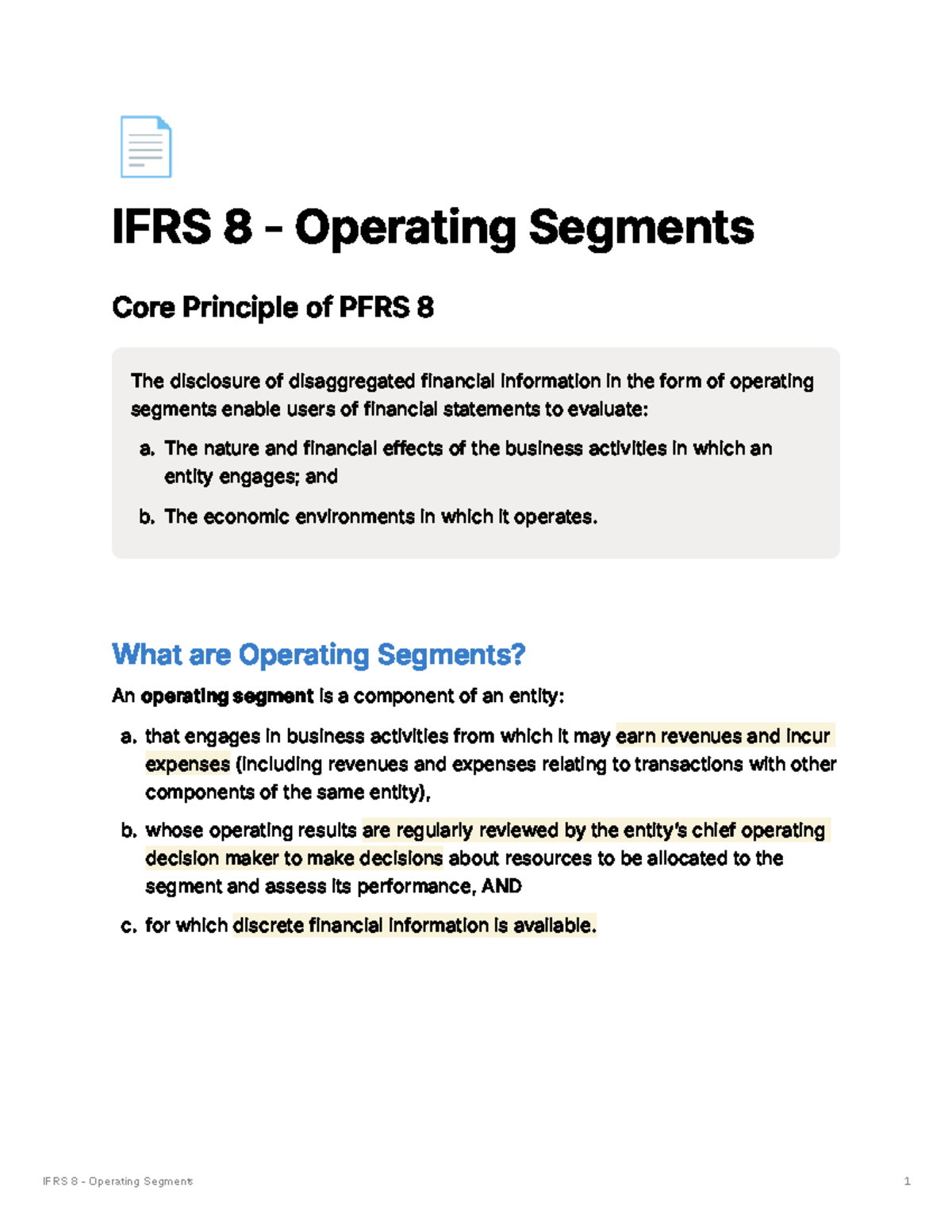 IFRS 8 Operating Segments: Understanding Core Principles and Reporting ...