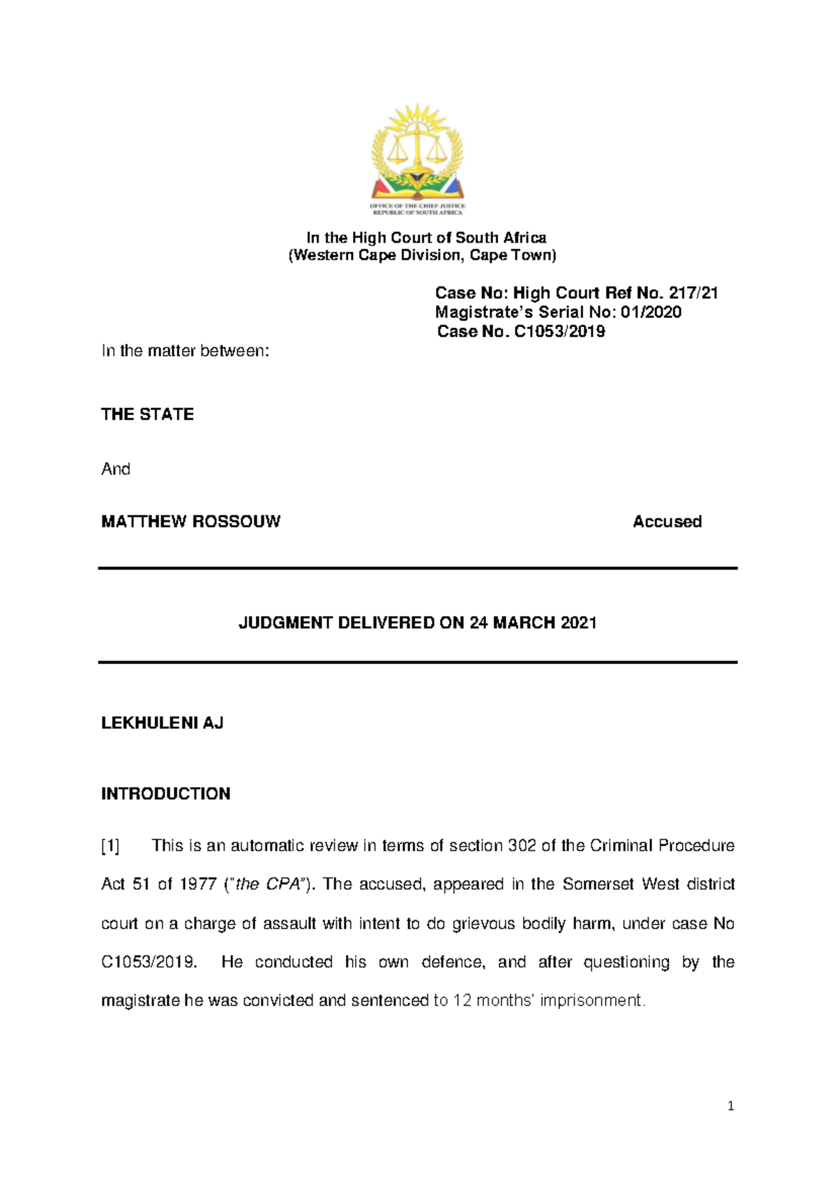 Assault with Intent: GBH Case Review at Para 18 - High Court Judgment ...