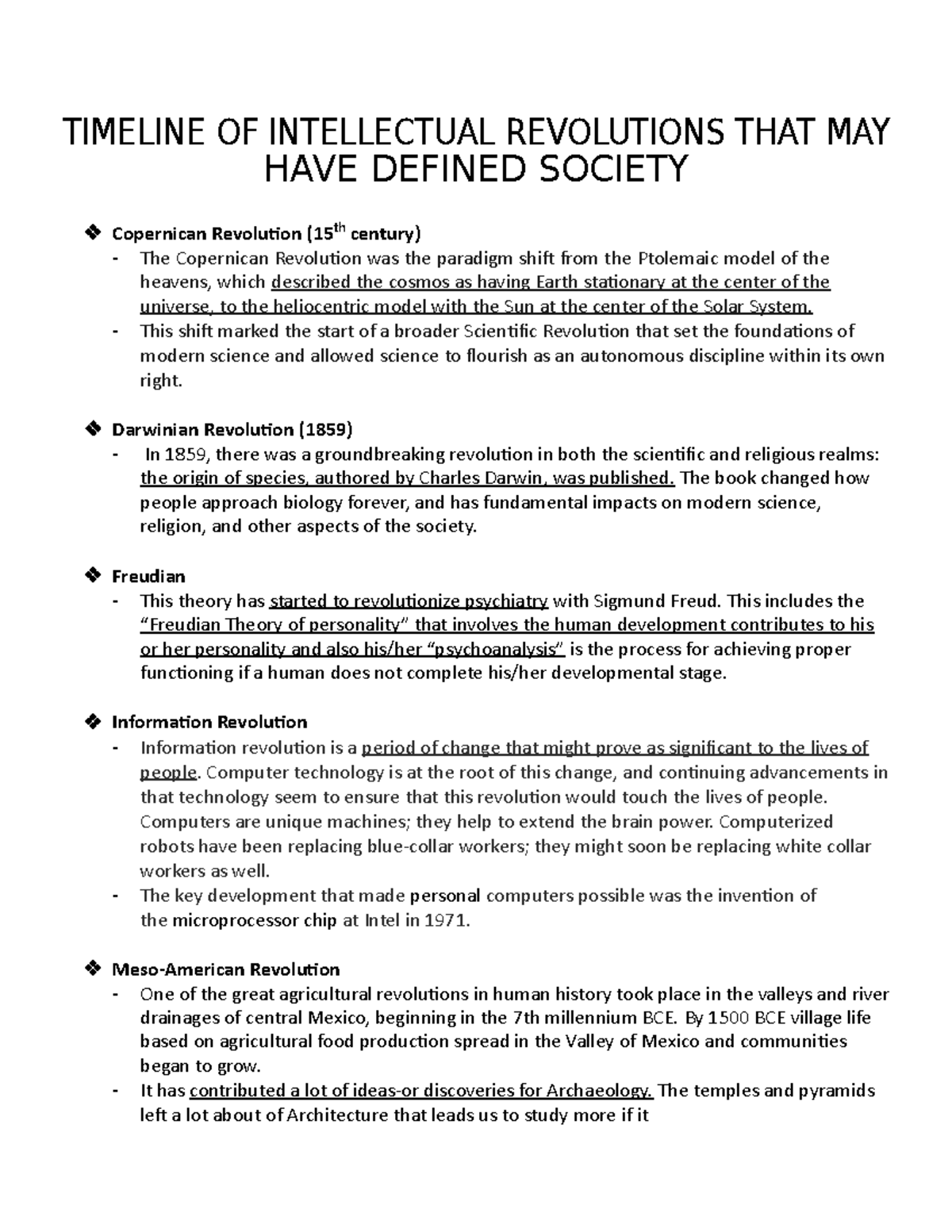 Timeline of Intellectual Revolutions That Have Defined Society: 15th ...