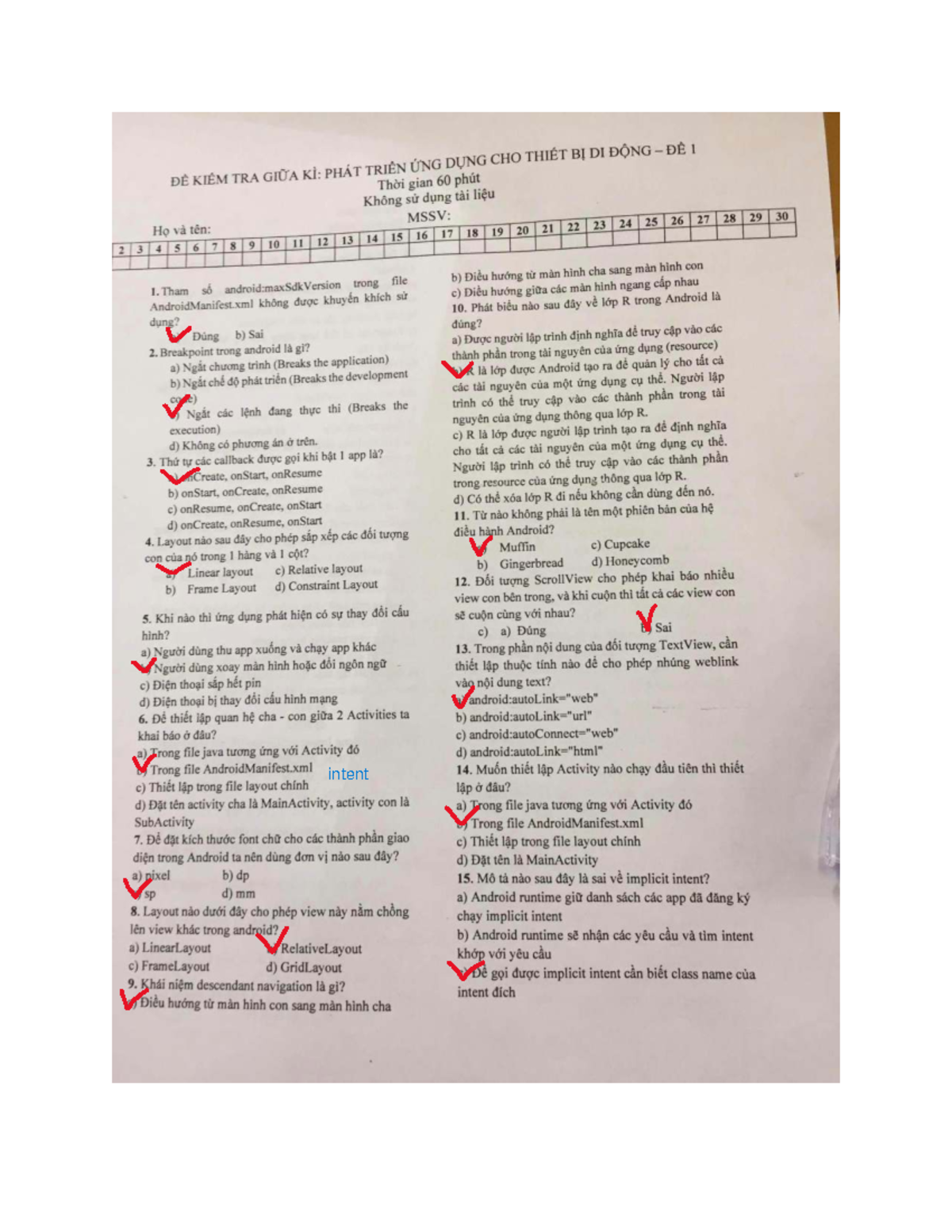 Kiểm Tra Giữa Kỳ: Phát Triển Ứng Dụng Android 20201 - Studocu