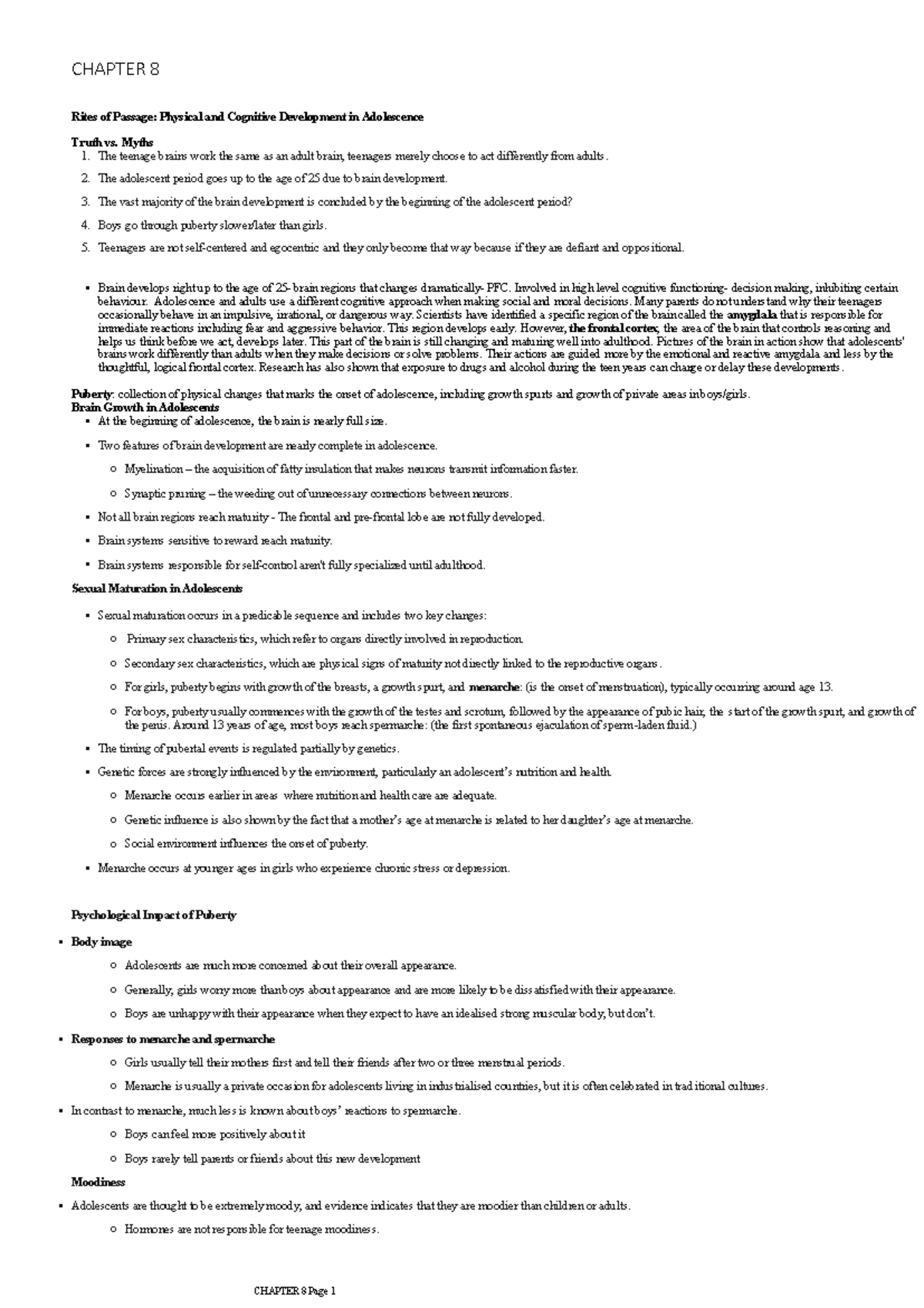 Chapter 8: Rites of Passage in Adolescence - Studocu