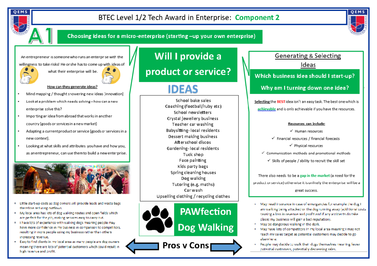 C2 BTEC Enterprise Component 2 Micro-Enterprise Ideas & Planning - Studocu