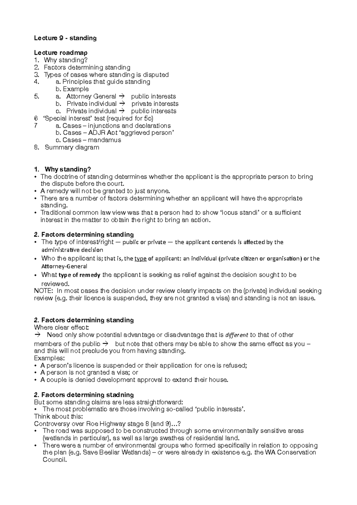 Lecture 9 - Analyzing Legal Standing: Principles and Examples - Studocu