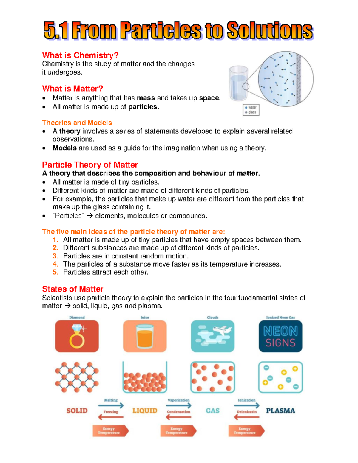 5.1 From Particles to Solutions (SNC1D1 Lesson Notes) - Studocu