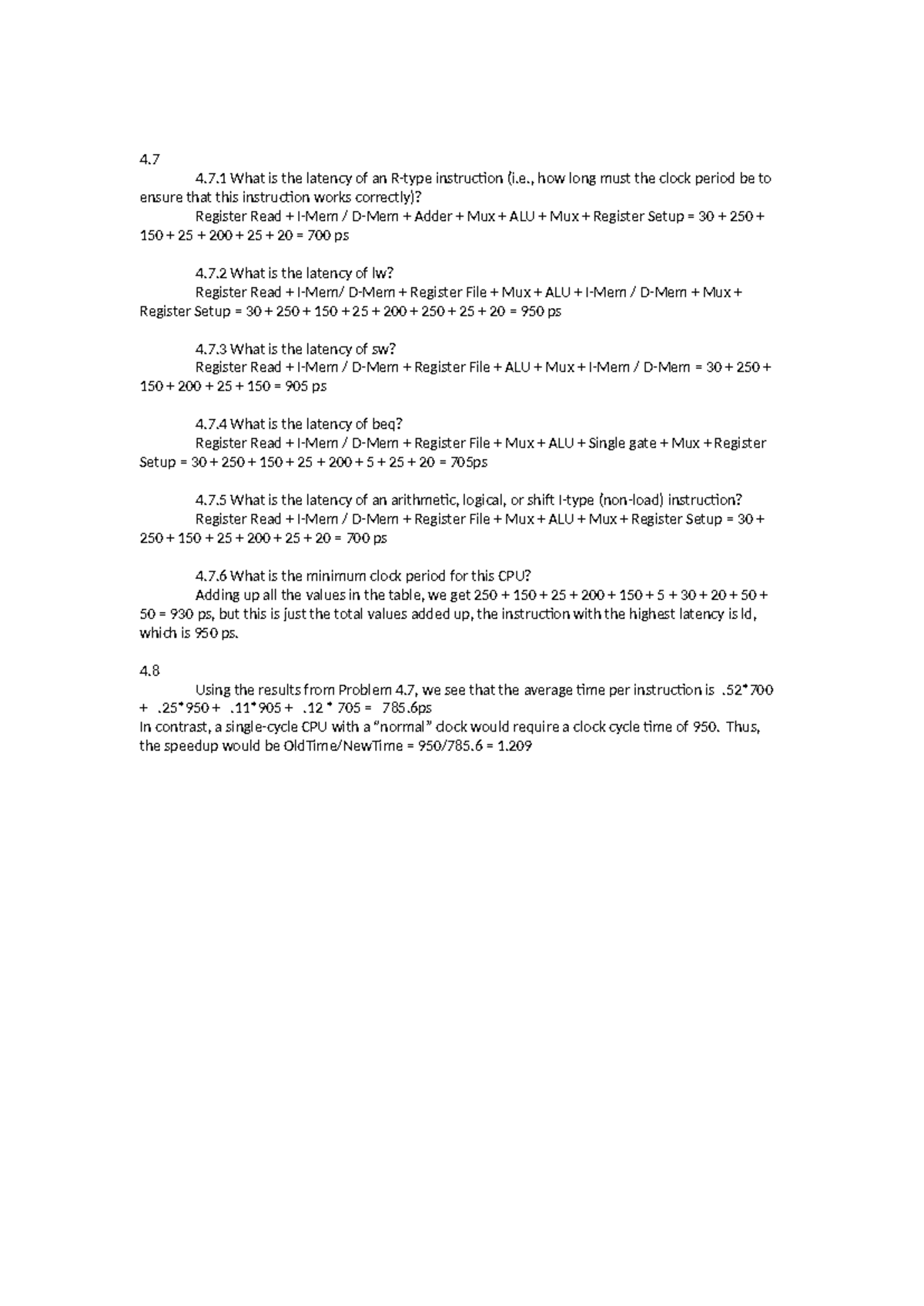 Chapter 4 Assignments: Analyzing Instruction Latency in CPU Design - Studocu