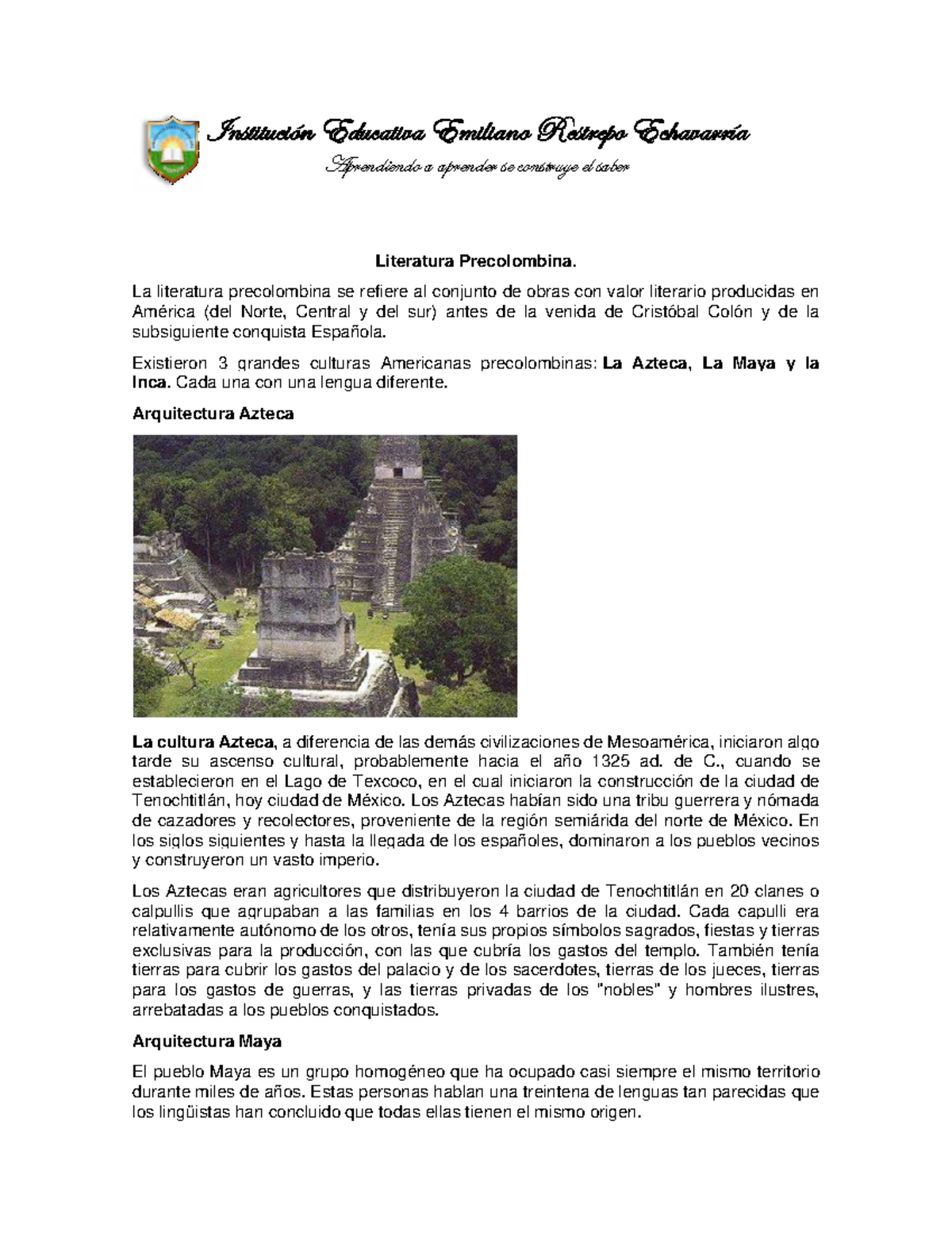 Literatura Precolombina: Culturas y Tradiciones de América - Studocu
