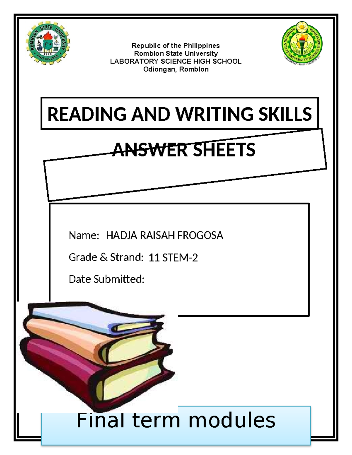 Reading-AND- Writing- Final TERM - Republic of the Philippines Romblon ...