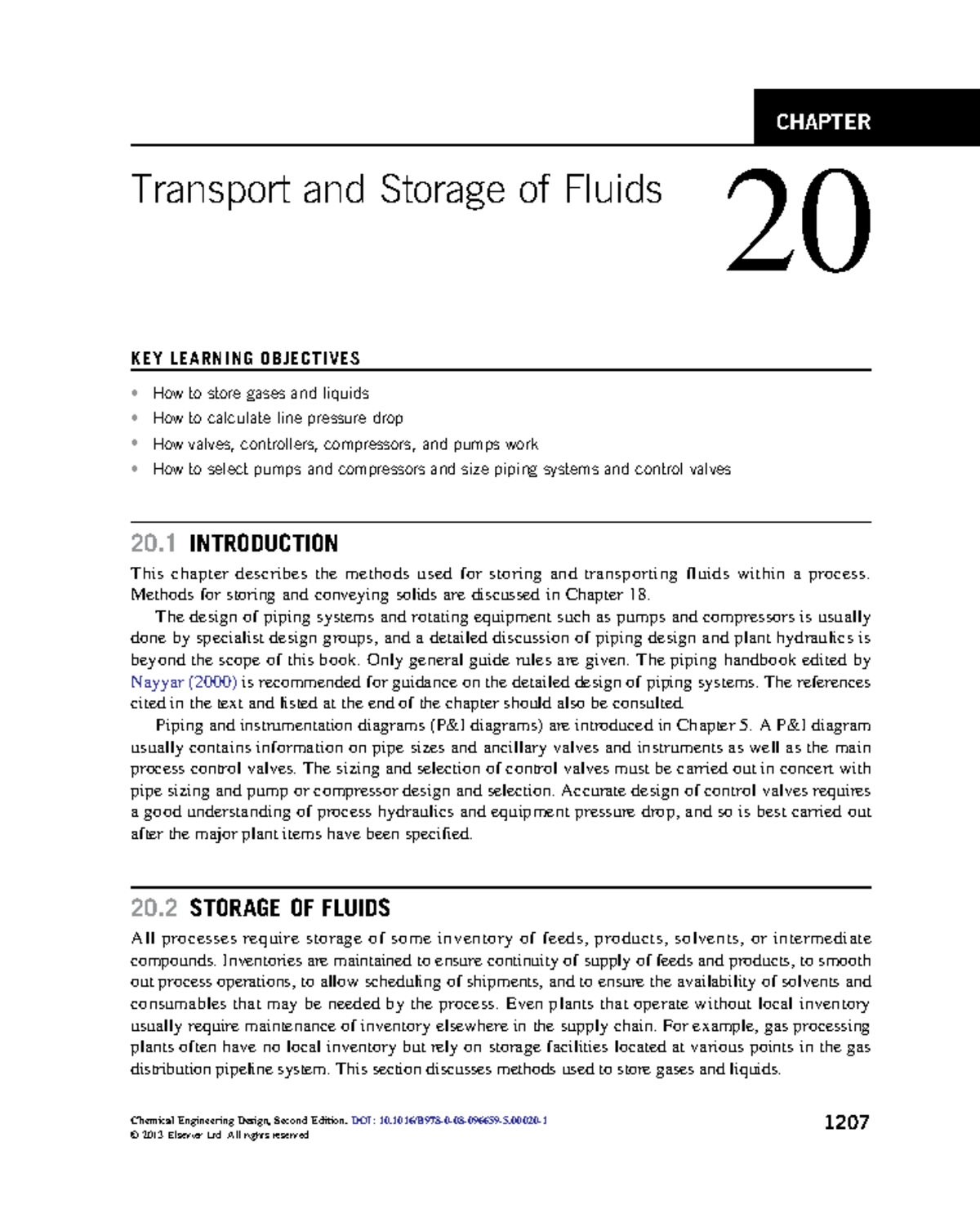 CHAPTER 20: Transport and Storage of Fluids - Key Concepts and Methods ...