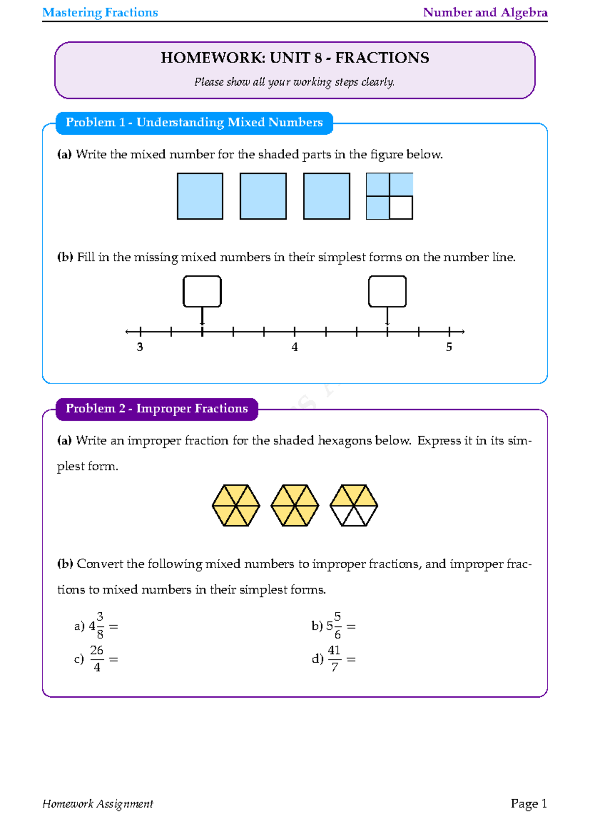 M3 USA Chapter 8 Homework: Mastering Mixed Numbers & Fractions - Studocu