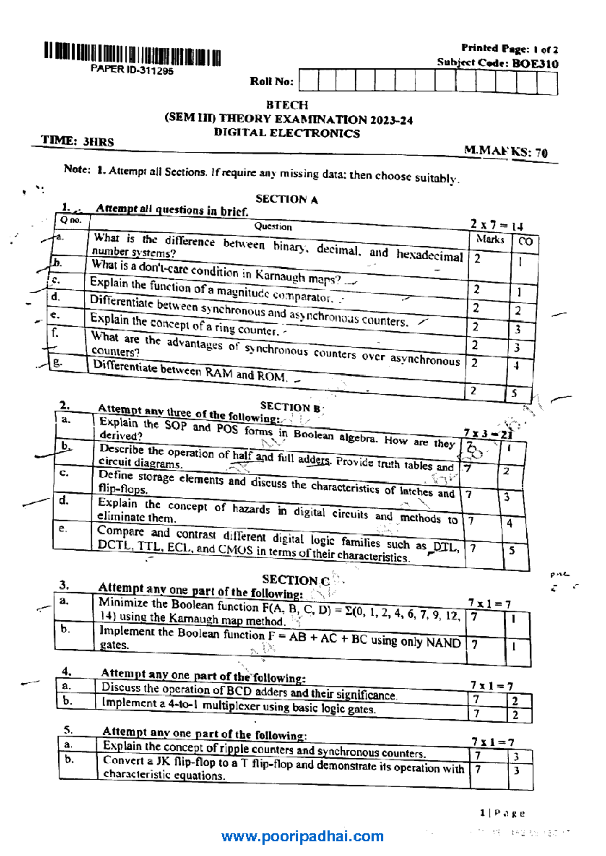 Digital Electronics Final Exam - BOE310 - Studocu