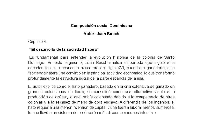 Composición Social Dominicana: Análisis de Capítulos 4 y 5 de Juan ...