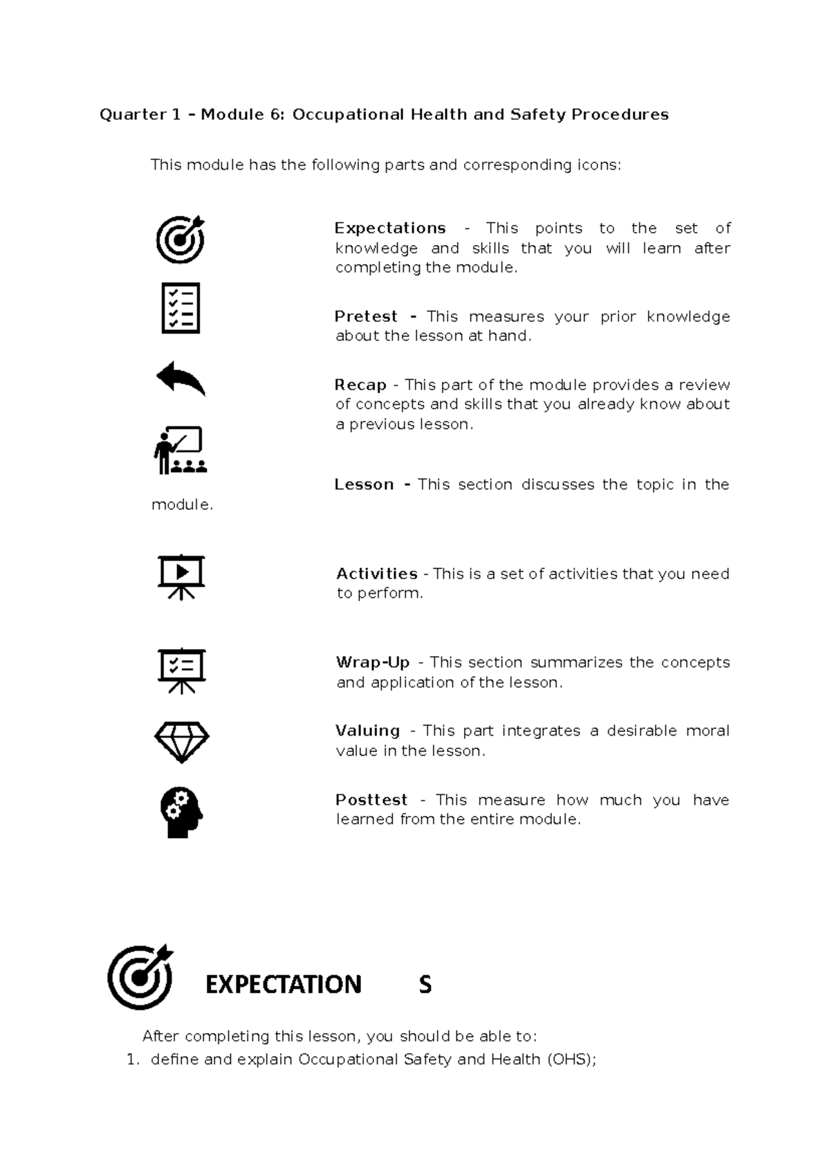 CSS 9 Q1 M6 Occupational Health & Safety Procedures Overview - Studocu