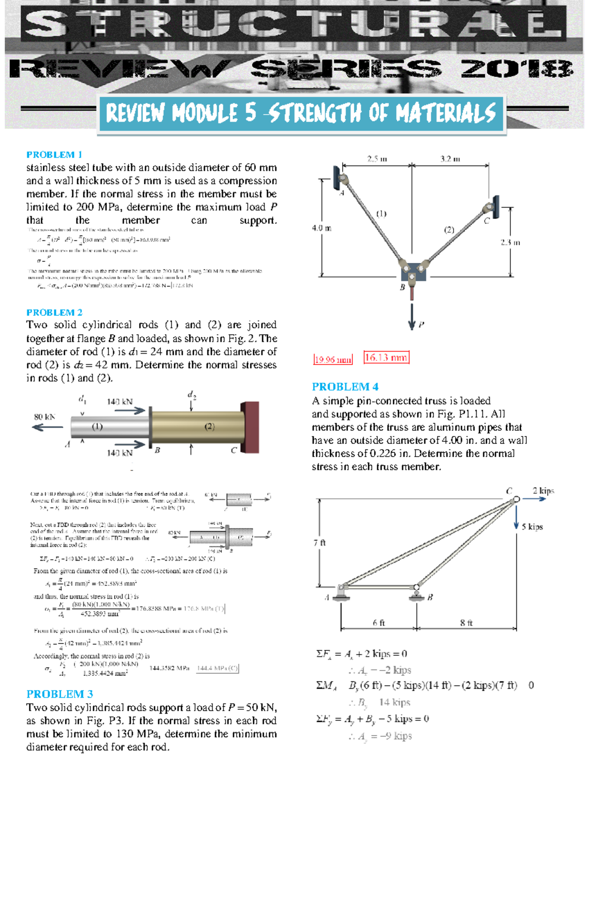 Strength of Materials Problems - Course Code: N/A - Studocu