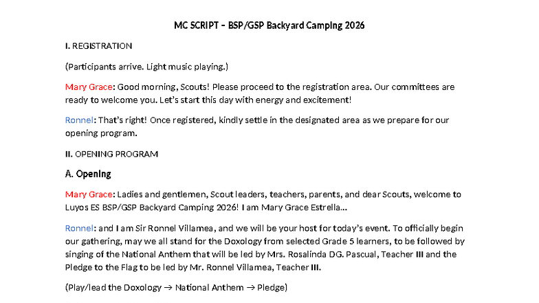 BSP Script for Backyard Camping 2026: Registration & Opening Program ...