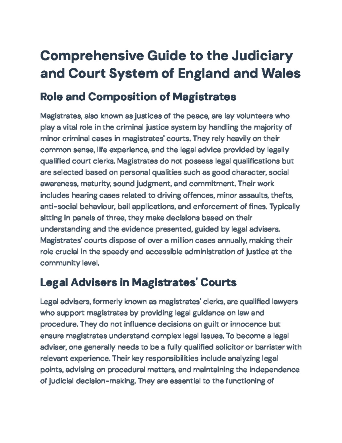 Comprehensive Overview of the Judiciary & Court System in England ...