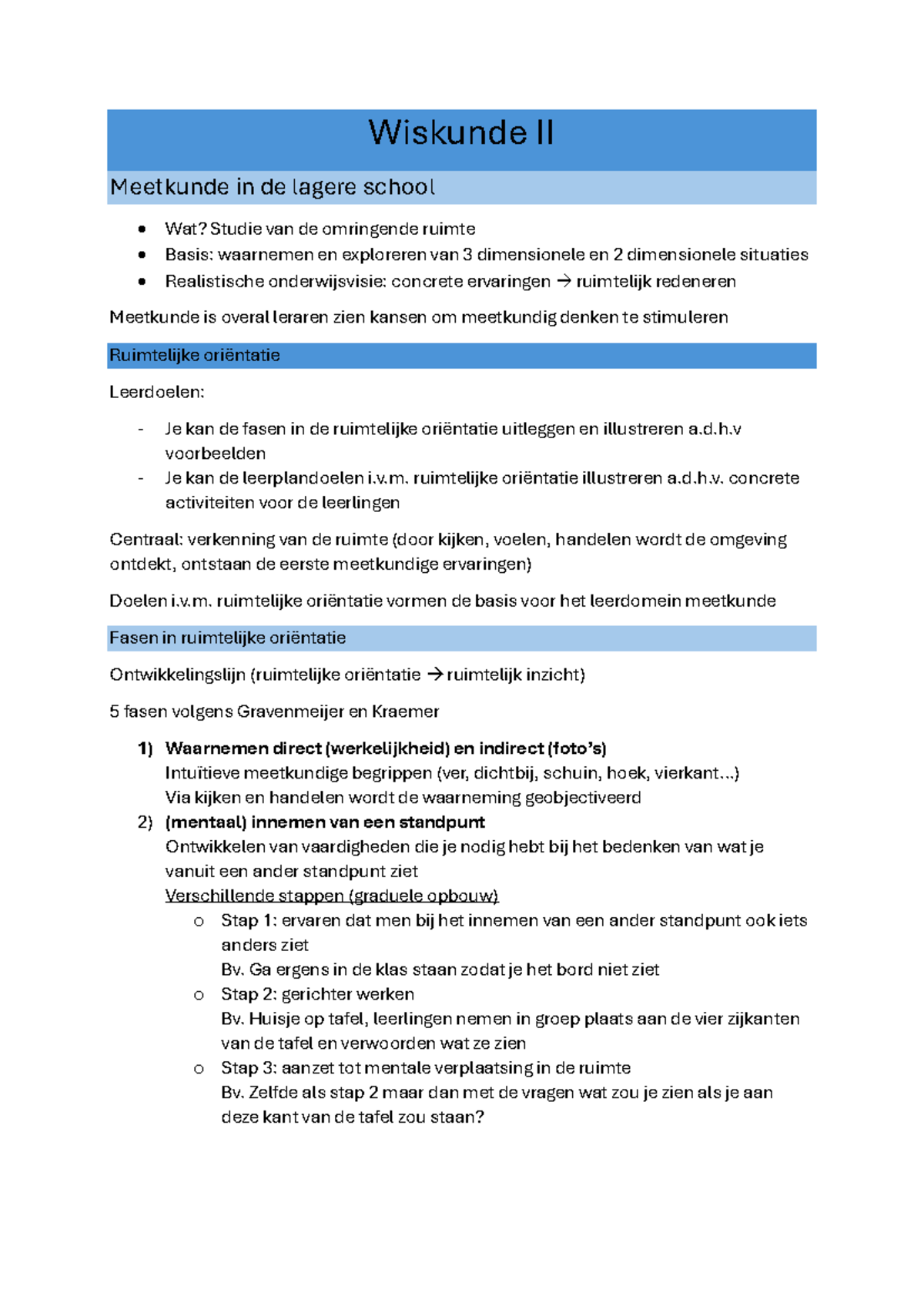 Wiskunde II - Meetkunde in de Lagere School: Ruimtelijke Oriëntatie en ...