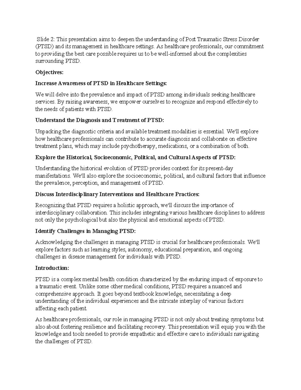 PTSD BSN375 - Final Project: Understanding & Managing PTSD in ...