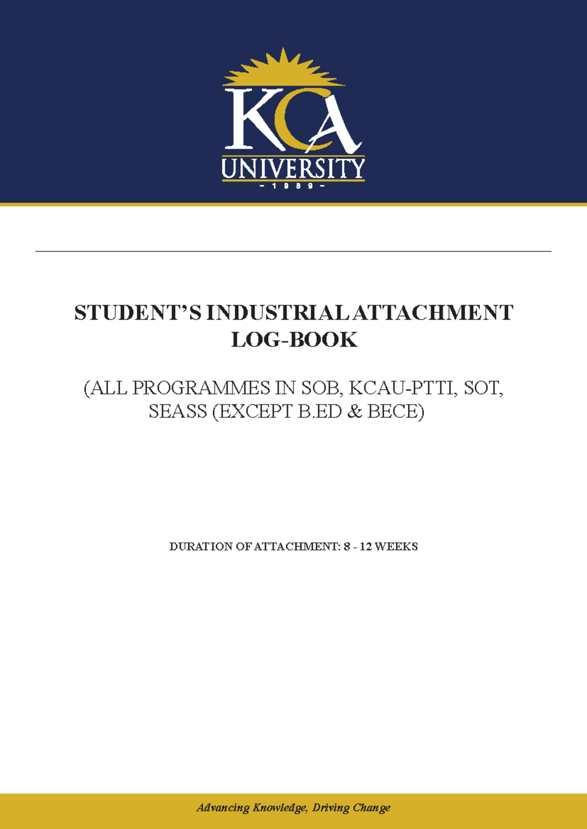 KCAU Industrial Attachment Log-Book: Tracking Your Training Experience ...