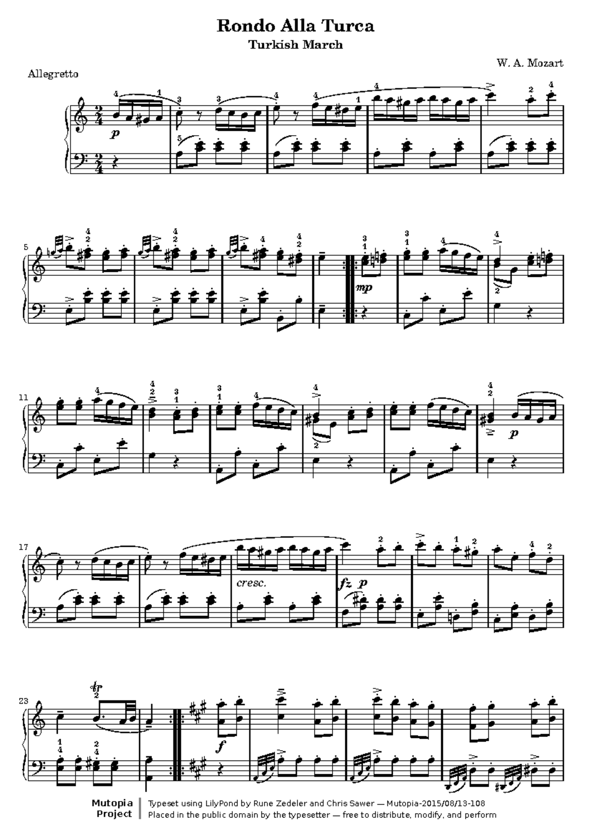 KV331 Rondo Alla Turca (Turkish March) - W. A. Mozart Analysis - Studocu