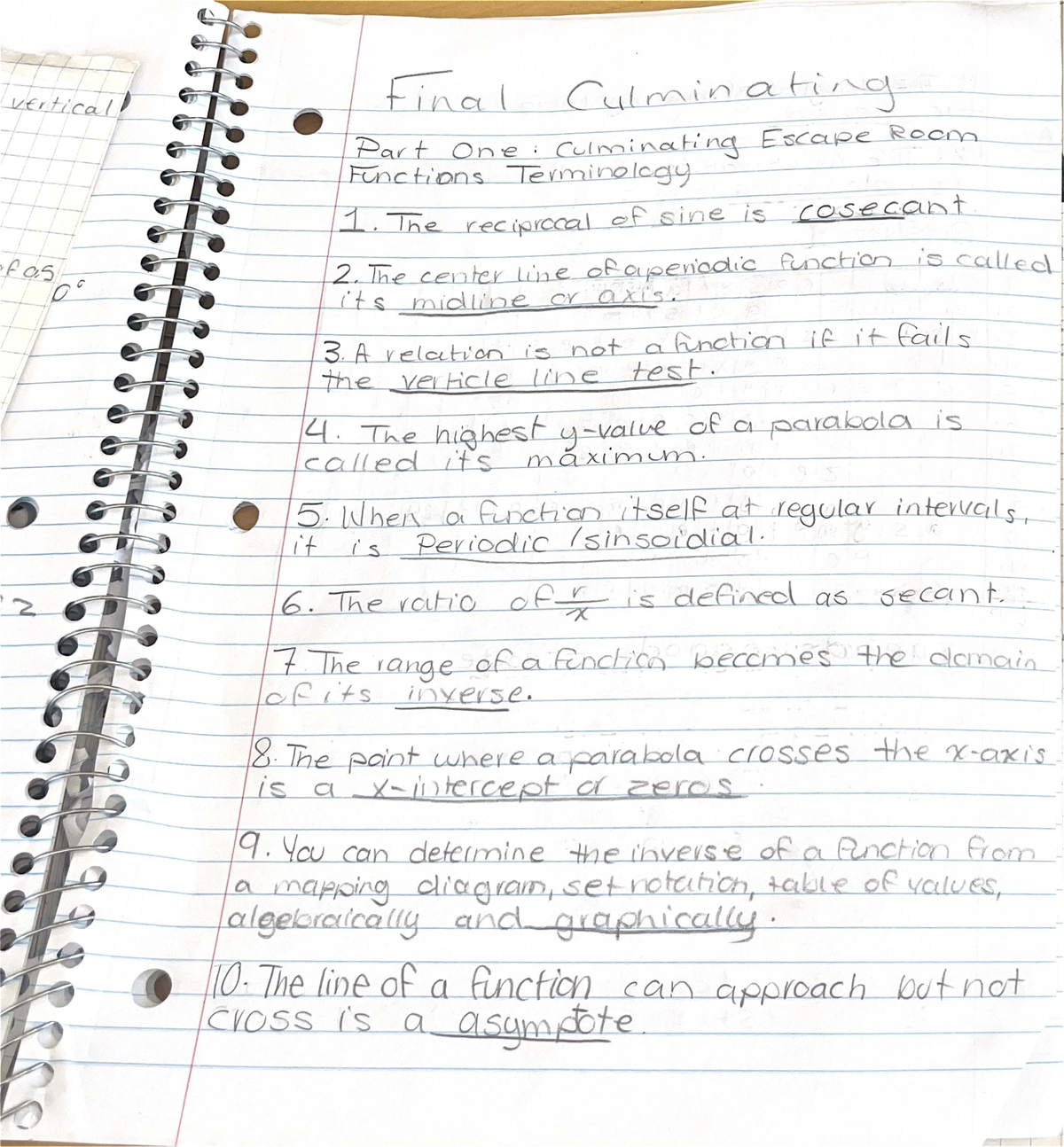 Final Exam: Functions Terminology and Graphing Techniques - Studocu