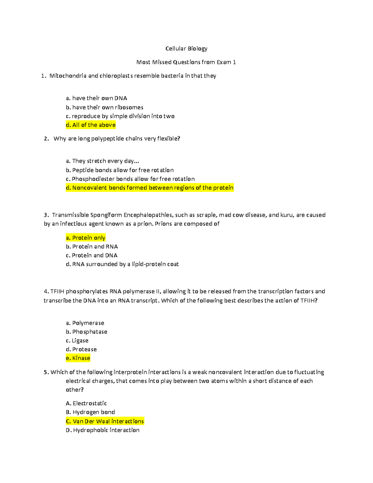 CB 101 Most Missed Questions from Exam 1 Insights - Studocu