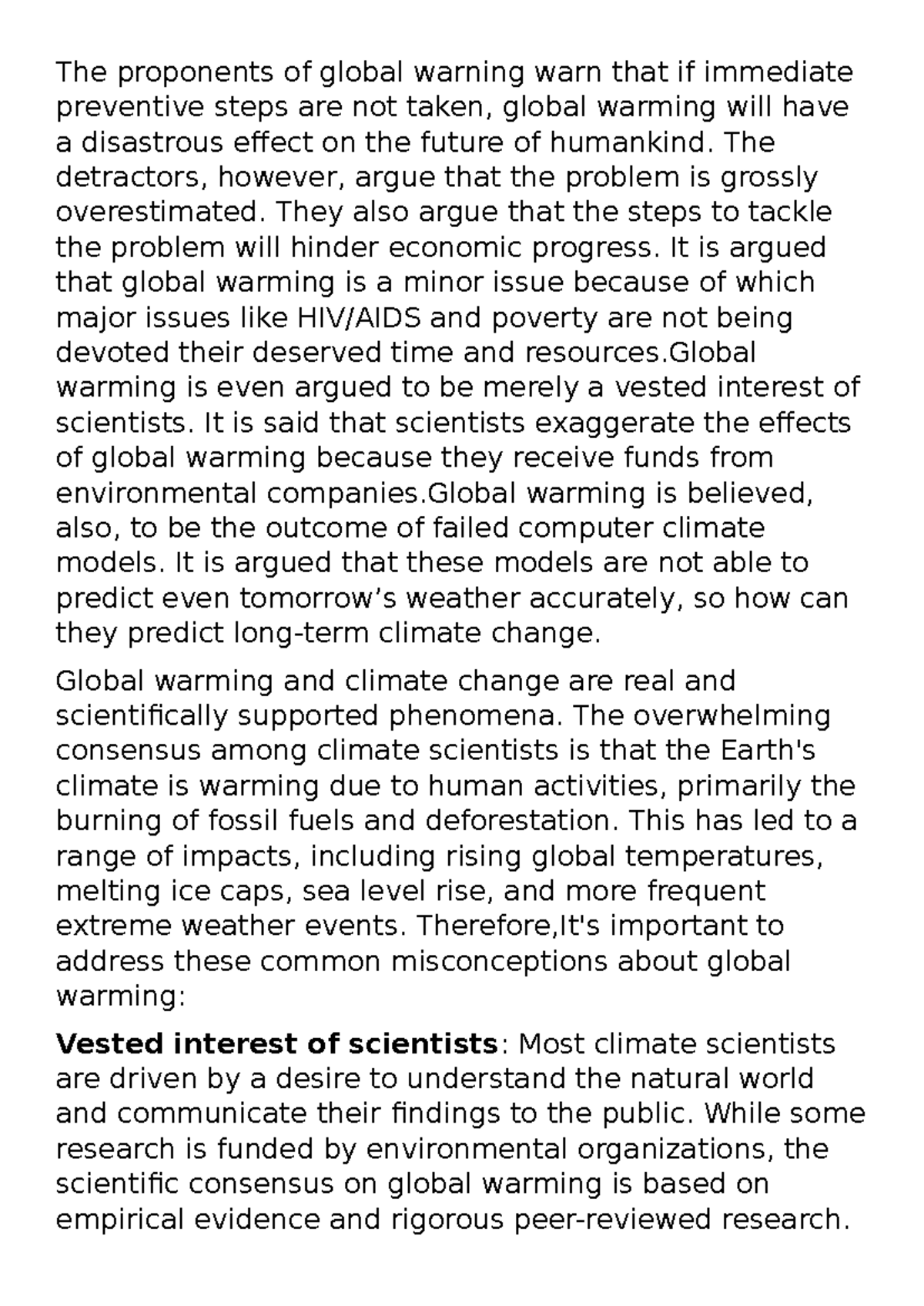 Geography Essay T1: Understanding Global Warming Misconceptions - Studocu