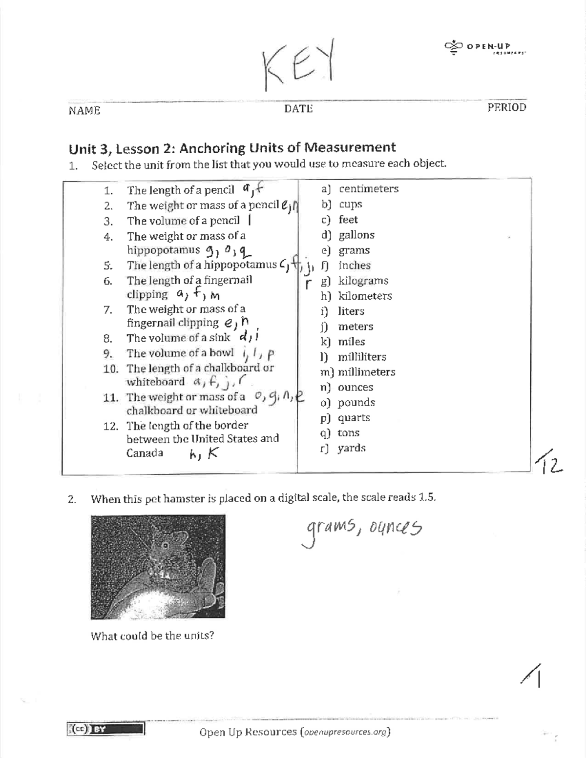 U3 L2 Homework Key: Measurement Units & Scales - Studocu