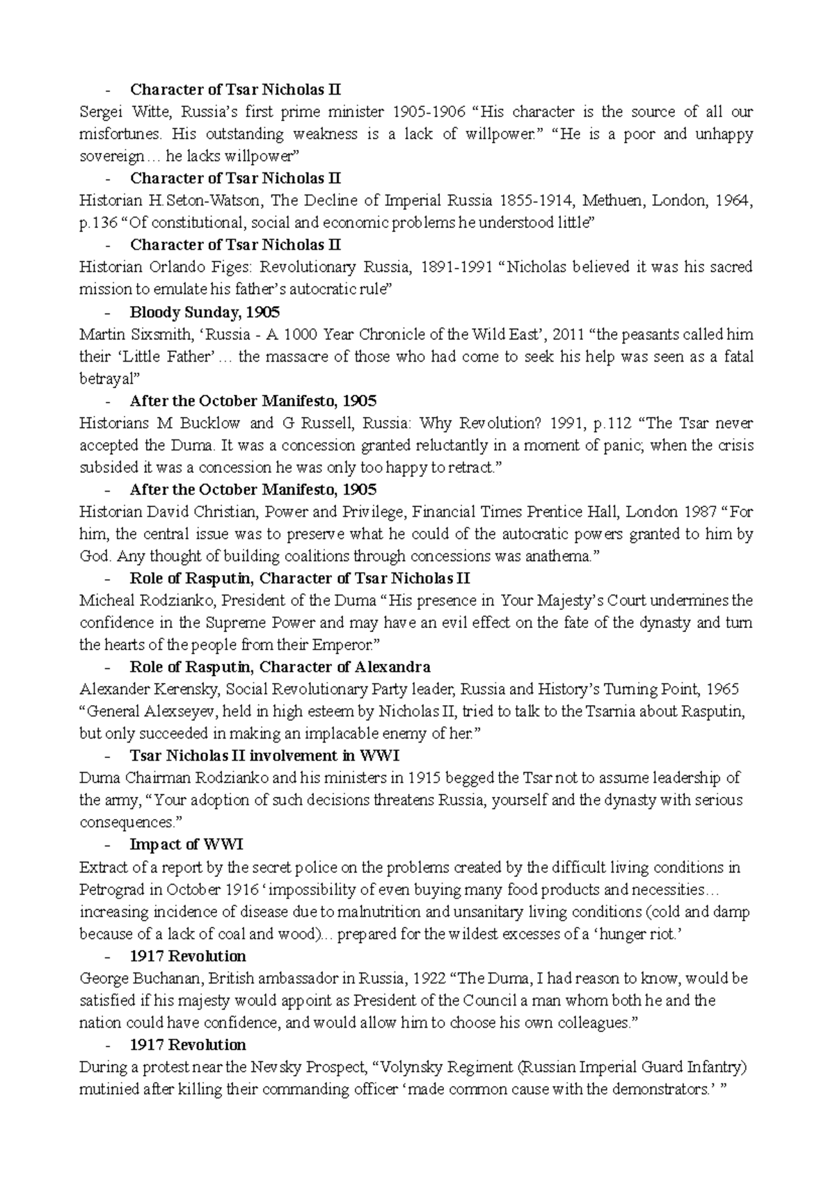 Modern History TERM 2: Analysis of Tsar Nicholas II and Revolutionary ...