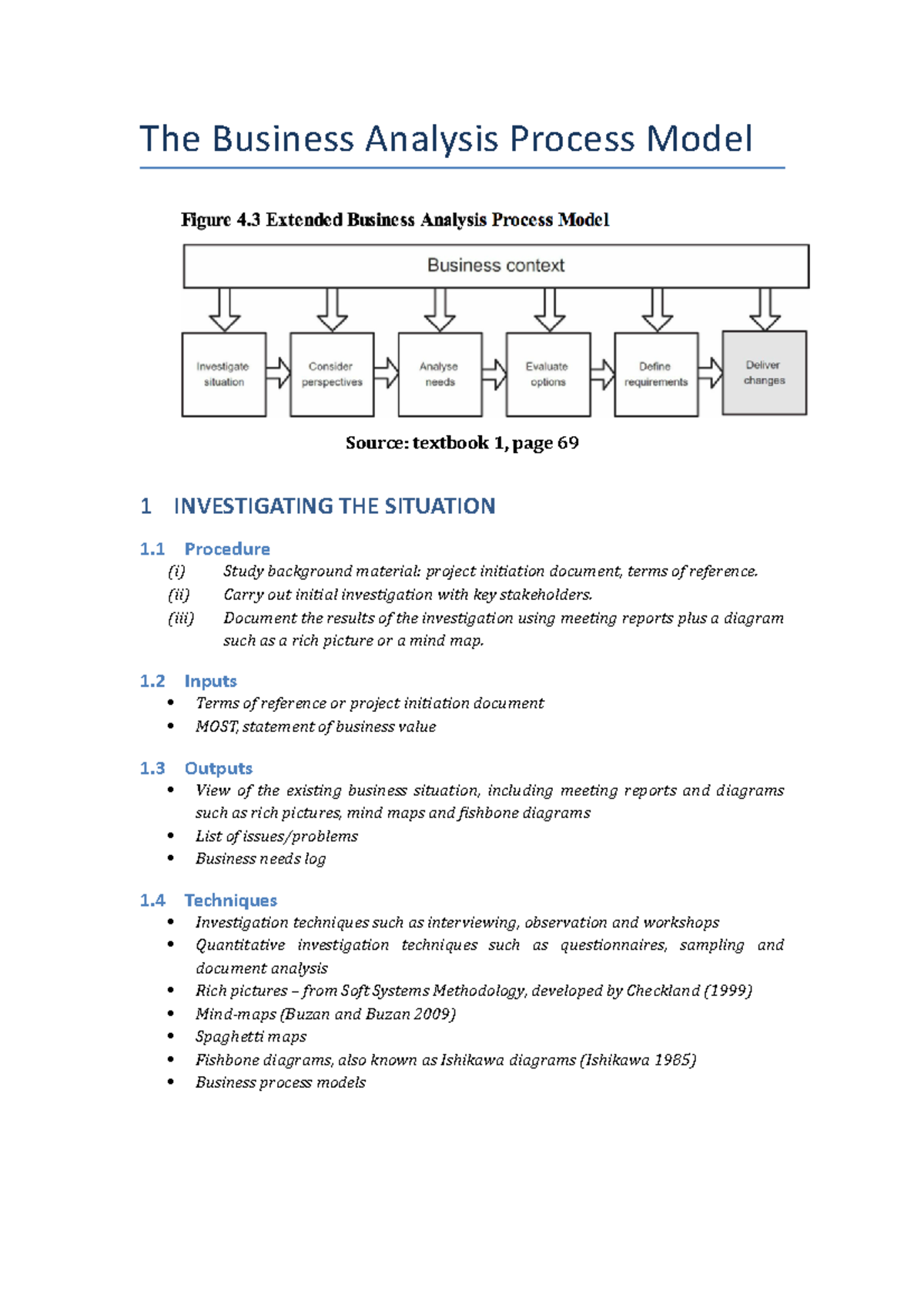BA Process Model: Additional Resources & Techniques Overview - Studocu