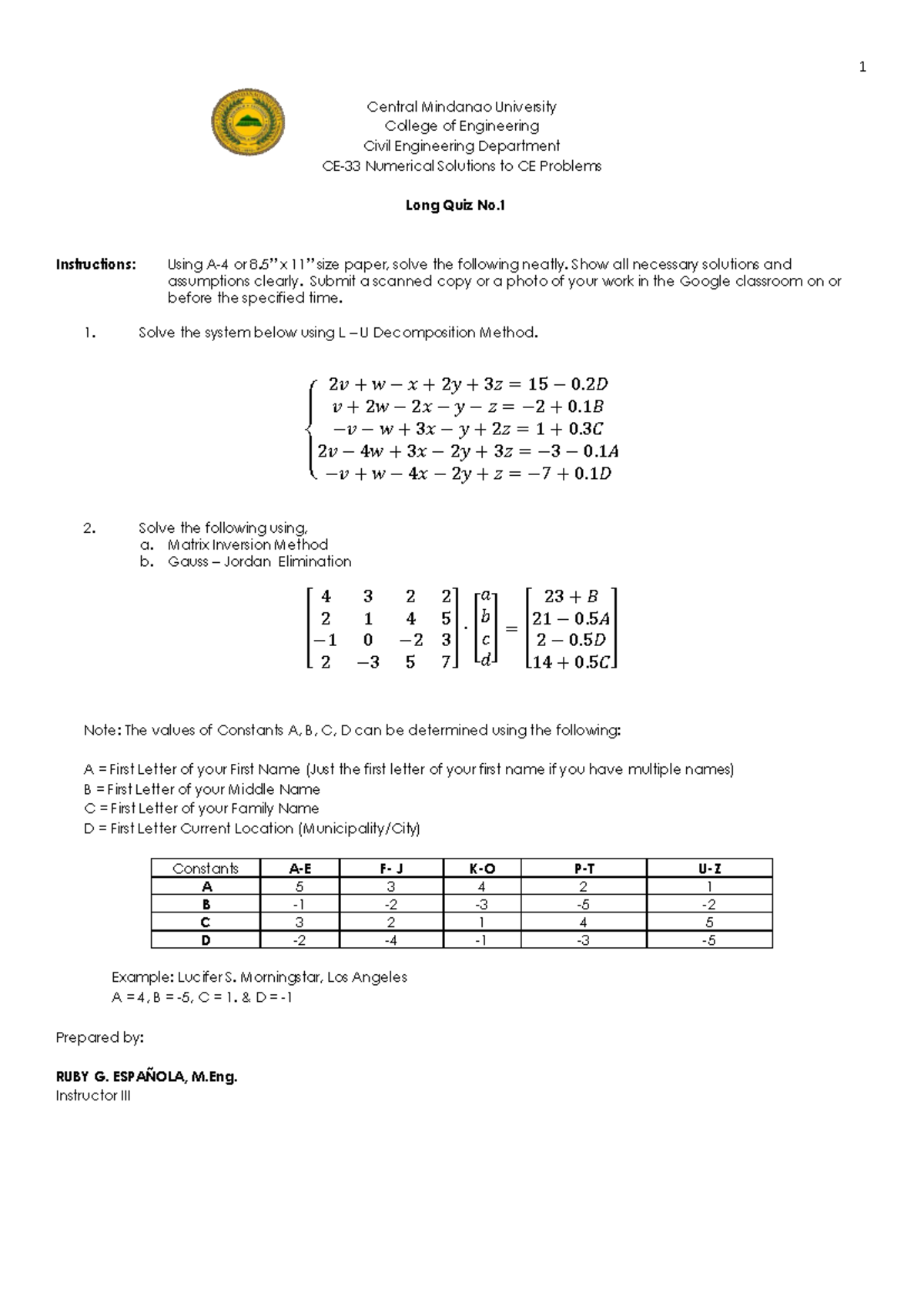 CE-33 LQ-1 (2021) - CE-33 Numerical Solutions to CE Problems - 1 ...