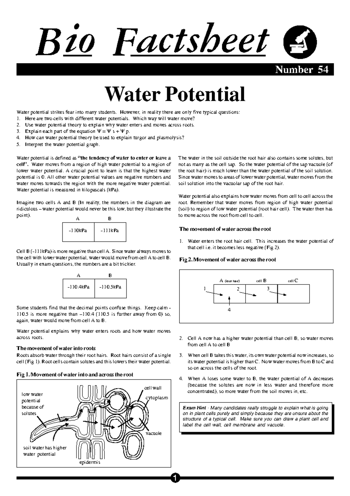 BIO 54 Final Exam Study Guide: Understanding Water Potential - Studocu