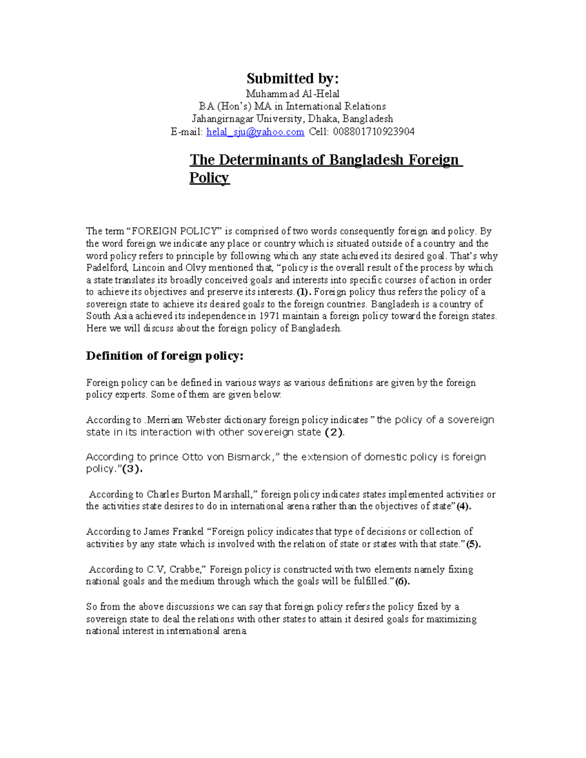 Determinants of Bangladesh Foreign Policy: An In-depth Analysis - Studocu