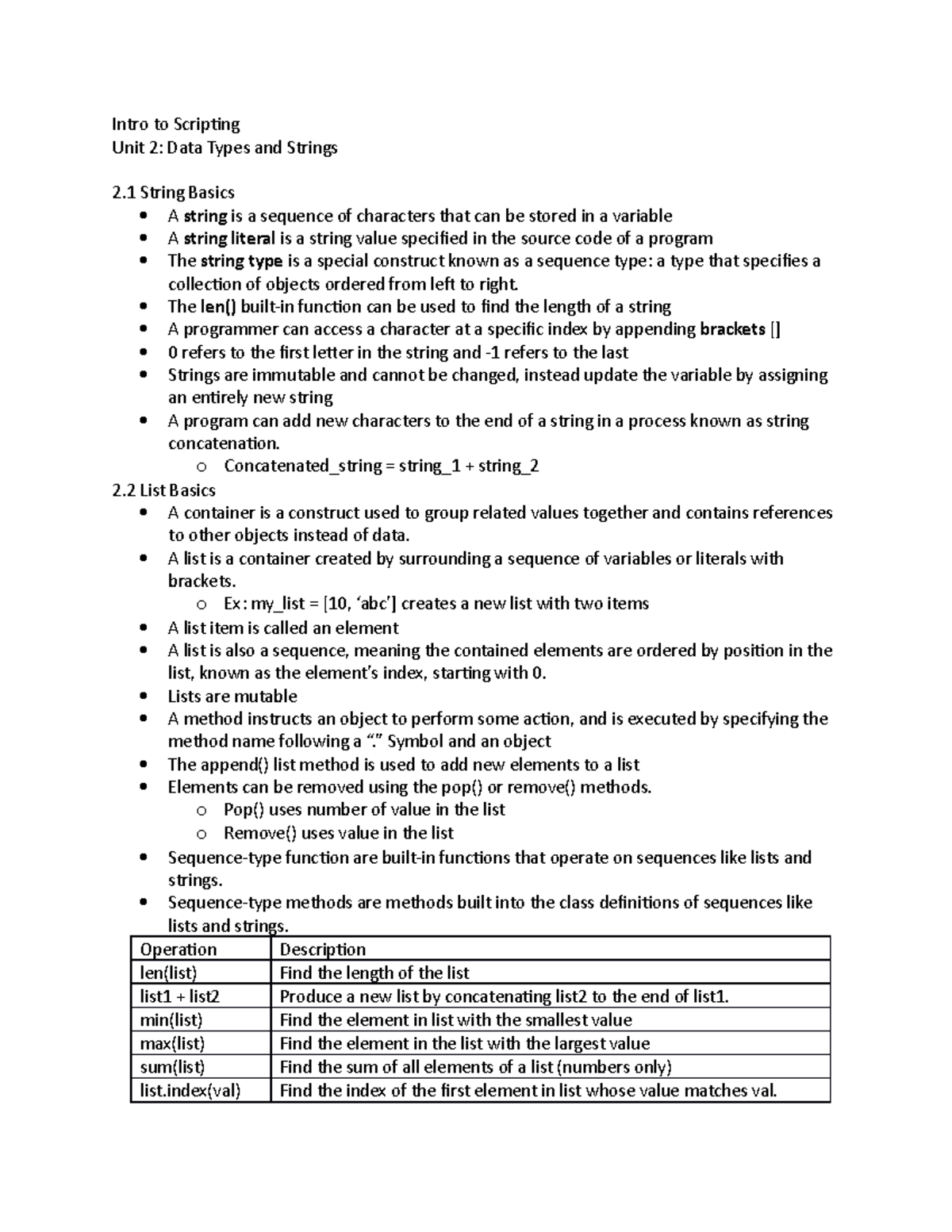 Unit 2: Data Types and Strings Overview from Zy Books - Studocu