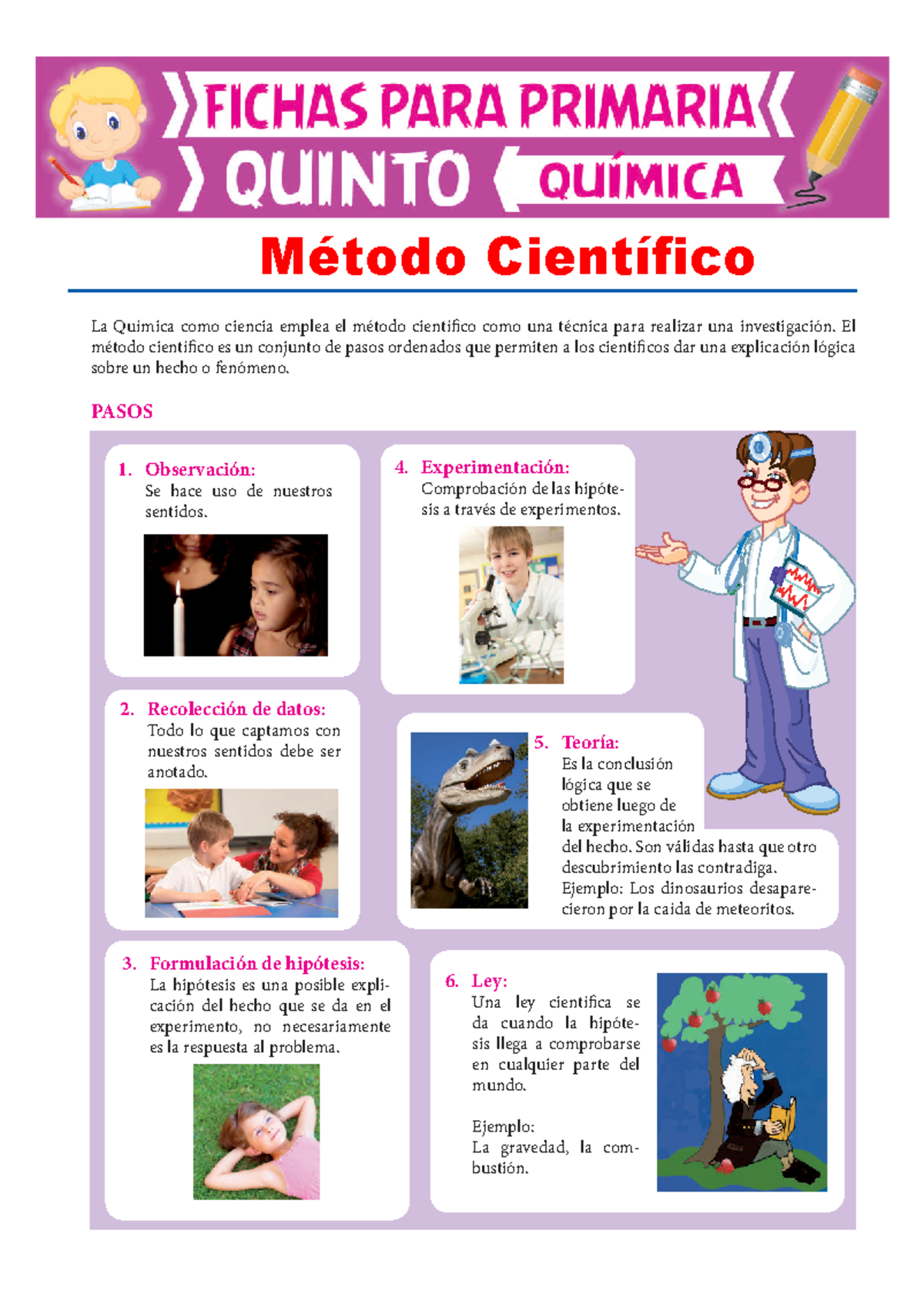 Pasos del Método Científico para Quinto de Primaria - La Química como ...