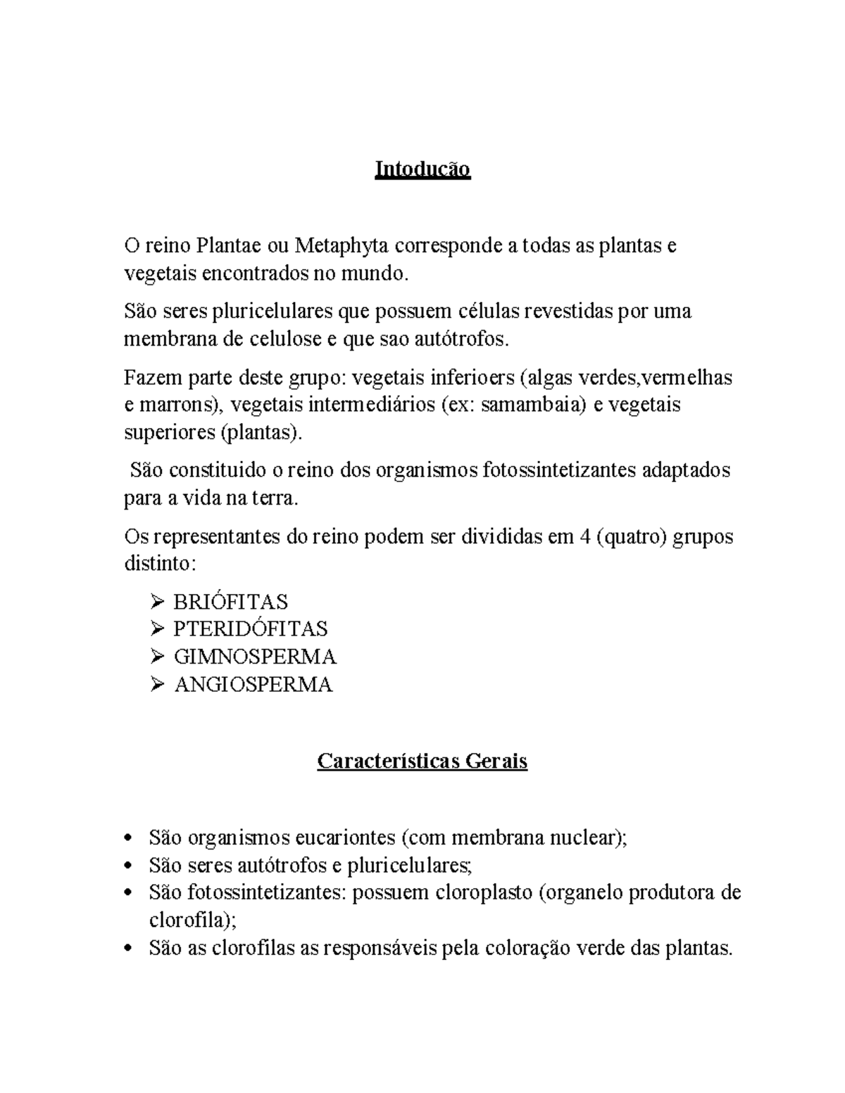 Reino Plantae OU Metaphyta BG - cópia - Intodução O reino Plantae ou ...