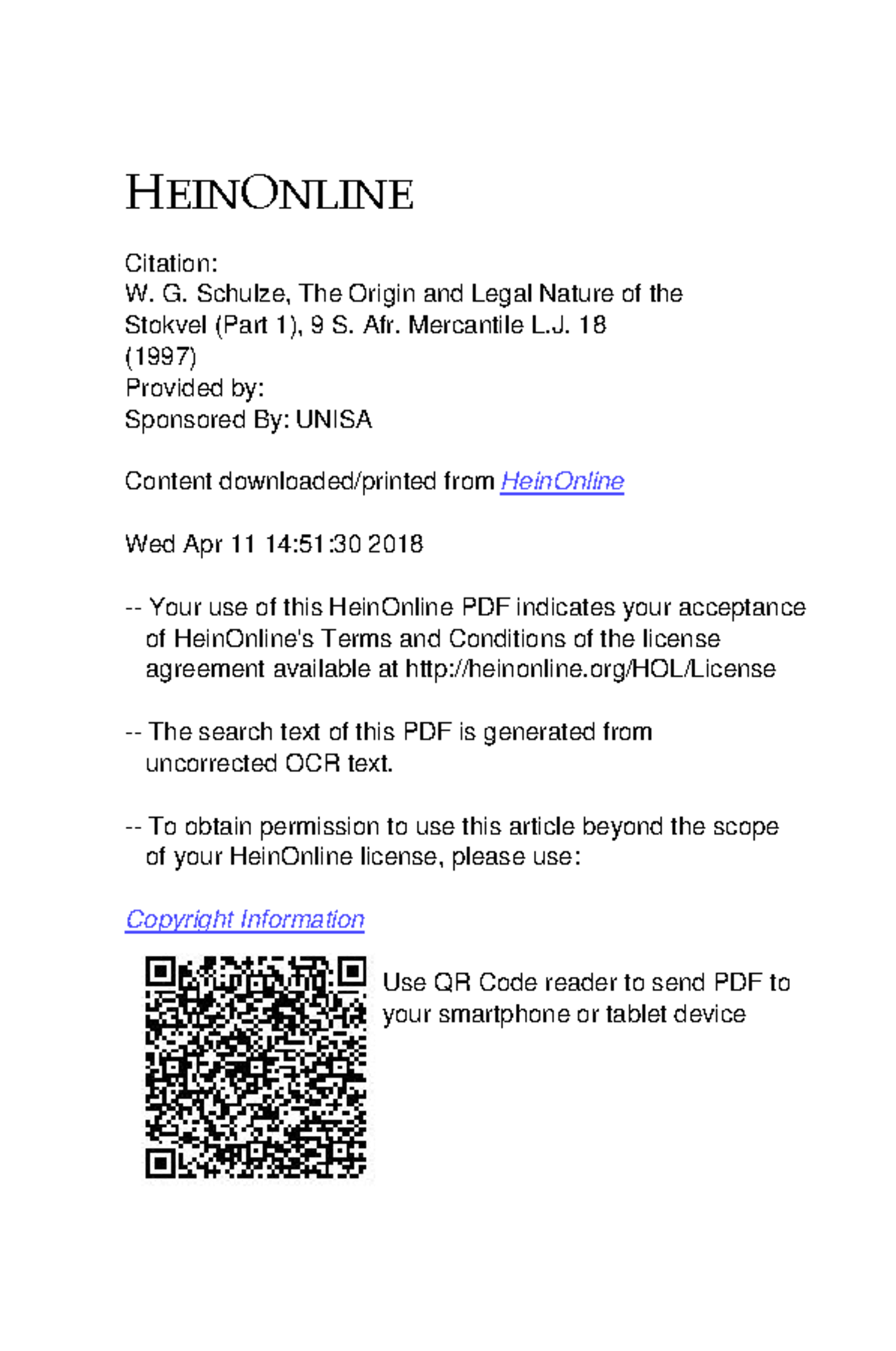 COL3704 Legal Nature of a Stokvel - + (,1 2 1/,1( Citation: W. G ...