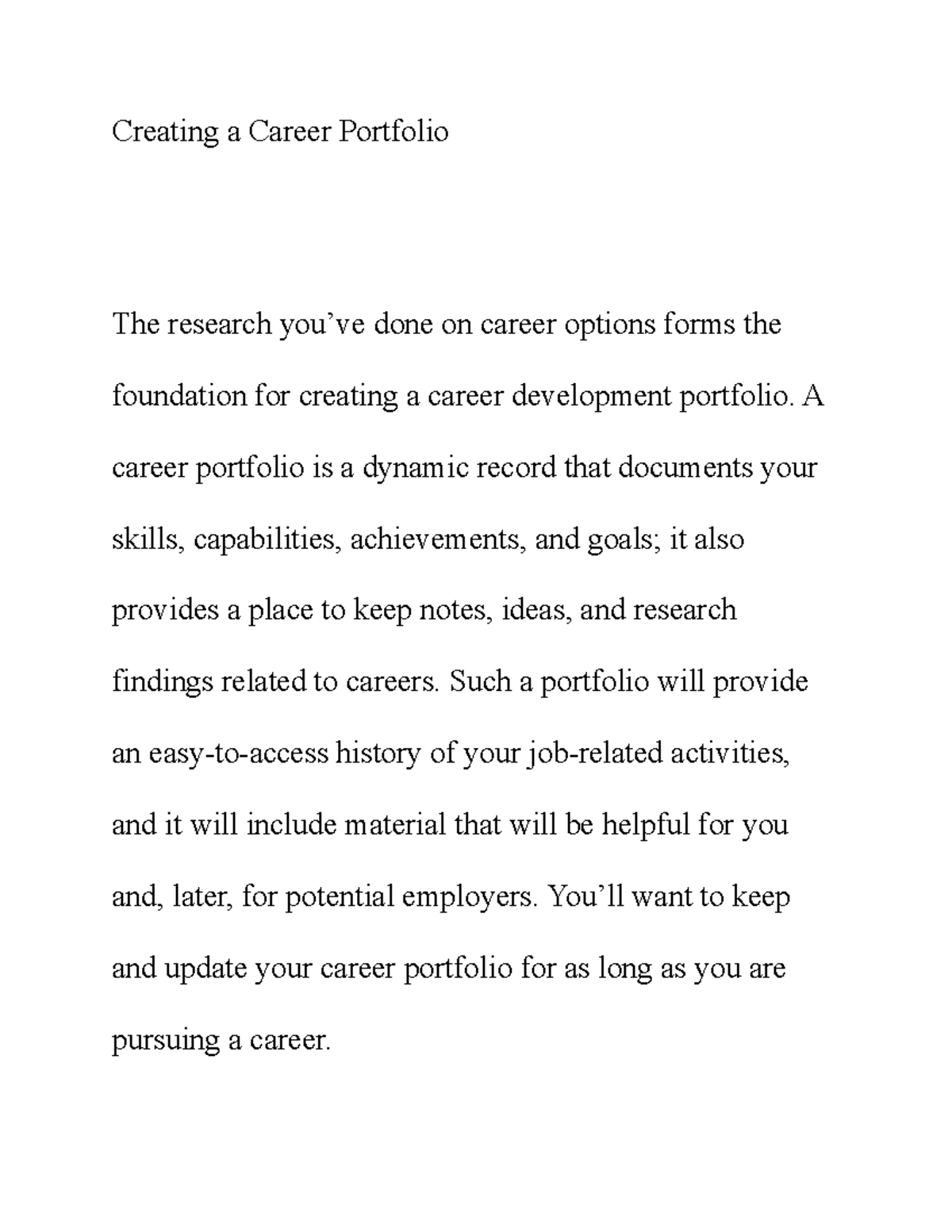 Creating an Effective Career Development Portfolio: Essential Guide ...