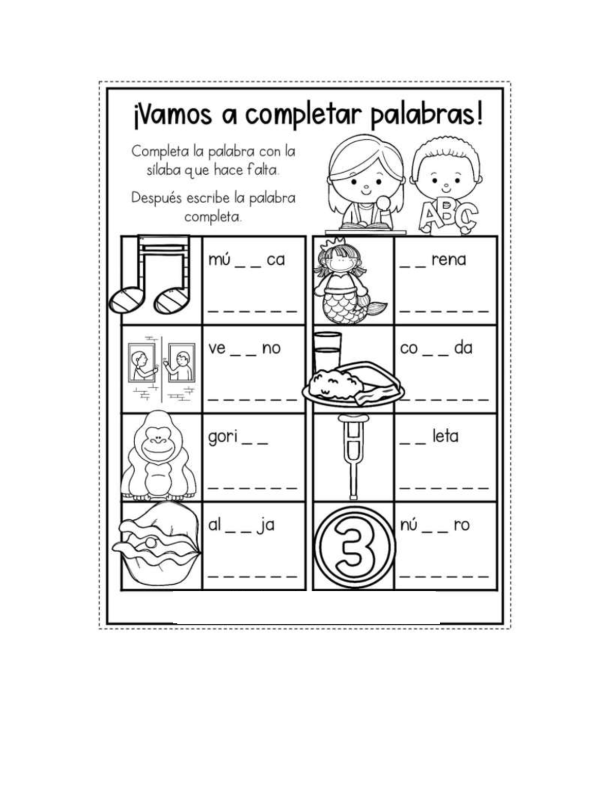 Completar Sílabas: Material de Lectoescritura y Ejercicios - Studocu