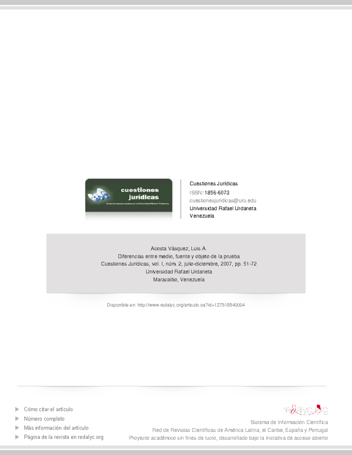 Derecho probatorio - COOL - Cuestiones Jurídicas ISSN: 1856 ...