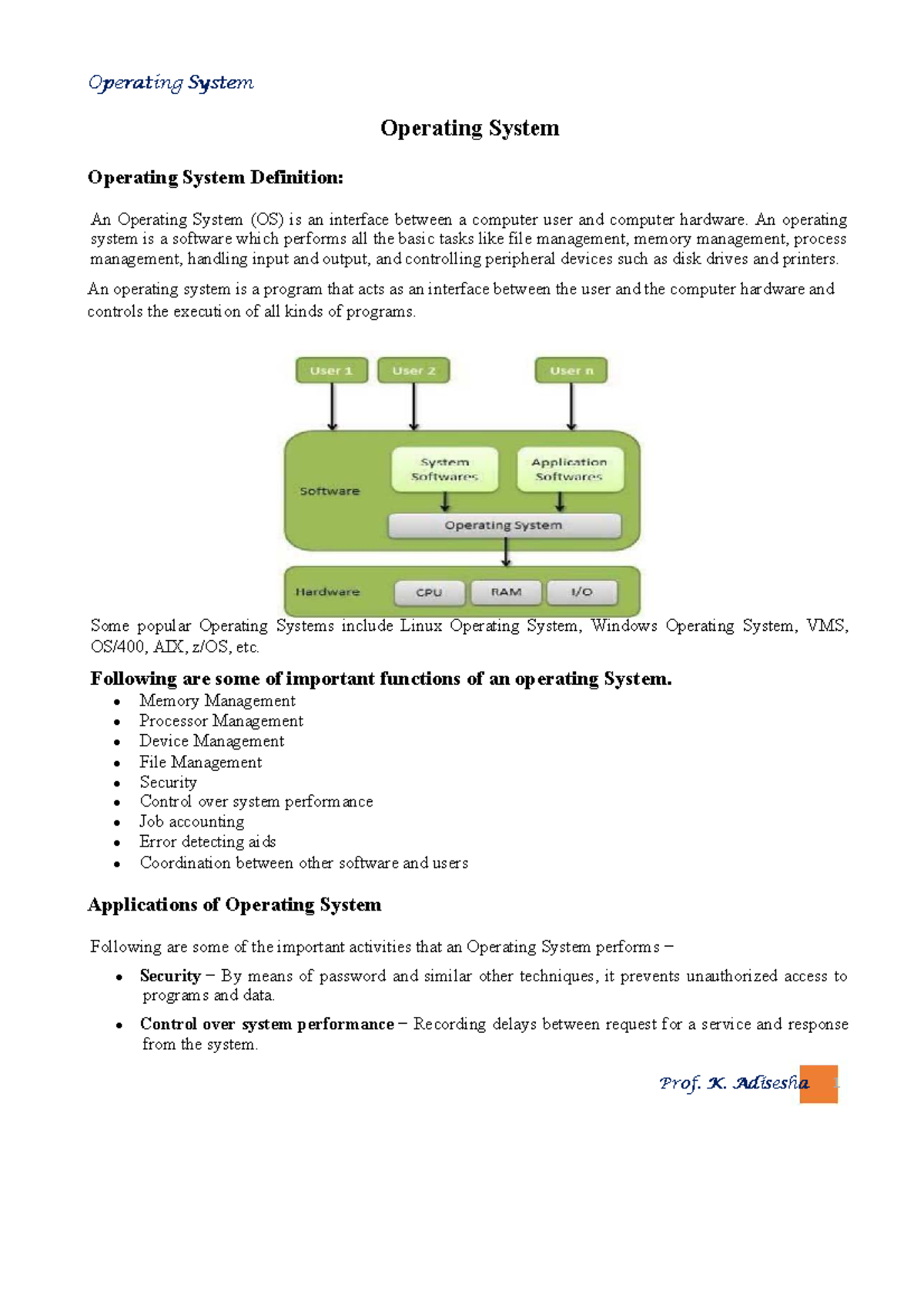 Operating System Notes for BCA Sem 3 - Comprehensive Overview - Studocu