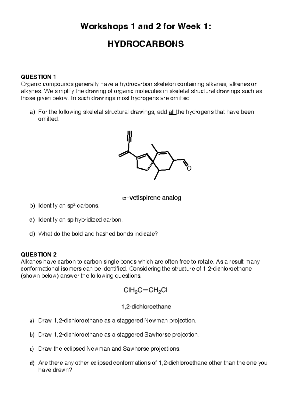 Week 1 Worksheet: Hydrocarbons & Organic Compounds Analysis - Studocu