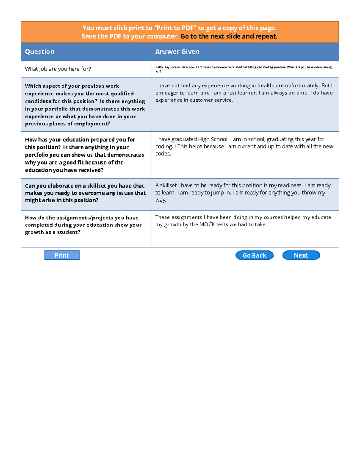 Mock Interview Simulation for Medical Billing & Coding Position - Studocu