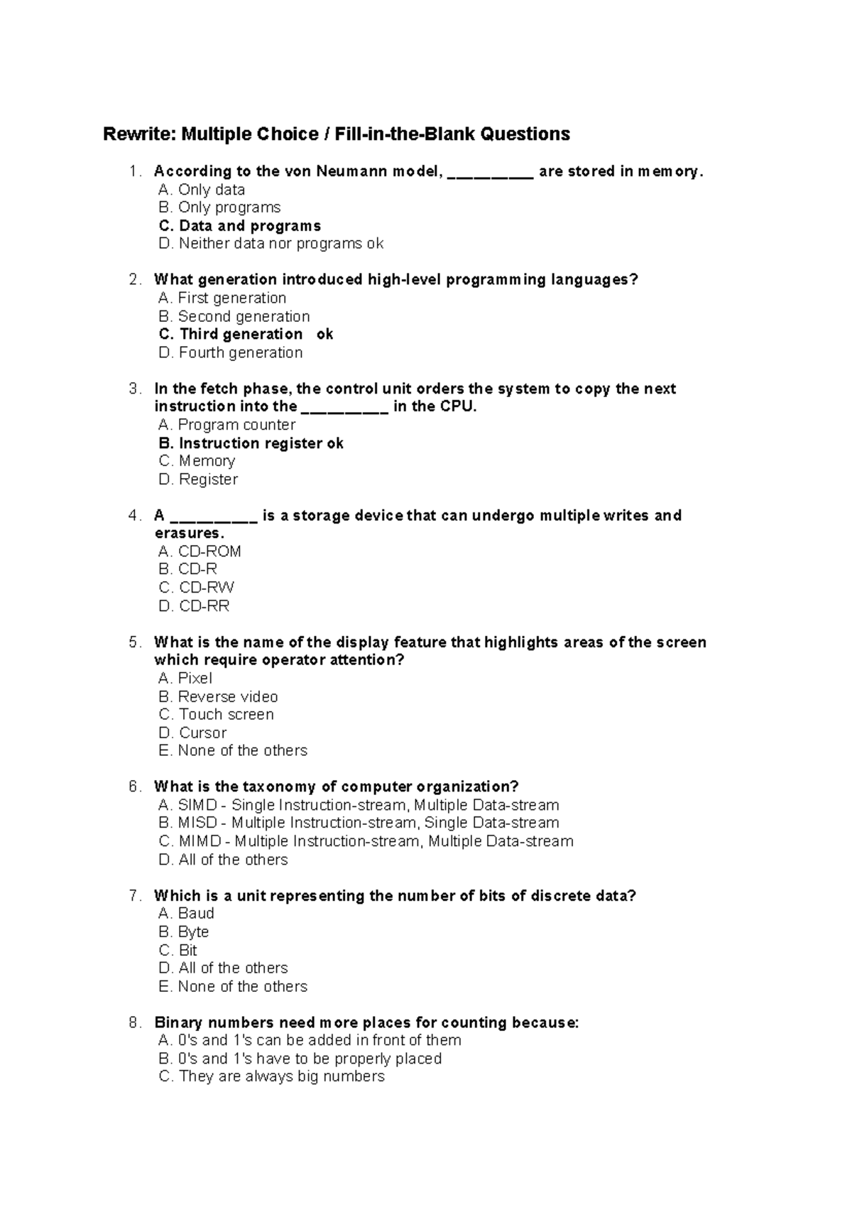 Computer Science Exam Questions & Answers: Concepts & Basics (CS101 ...