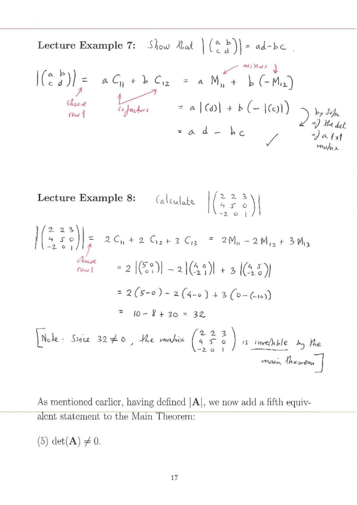 MA108 W3-3: Lecture Notes on Matrix Inversion and Determinants - Studocu