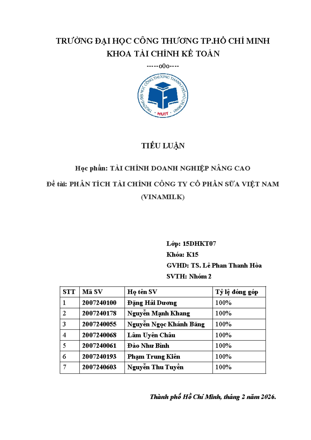 Phân Tích Tài Chính Công Ty Cổ Phần Sữa Việt Nam (VINAMILK) - TCDN NC 2 ...