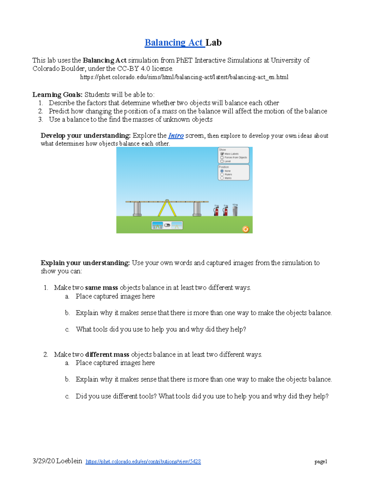 Balancing Act Lab: Understanding Object Equilibrium with PhET ...